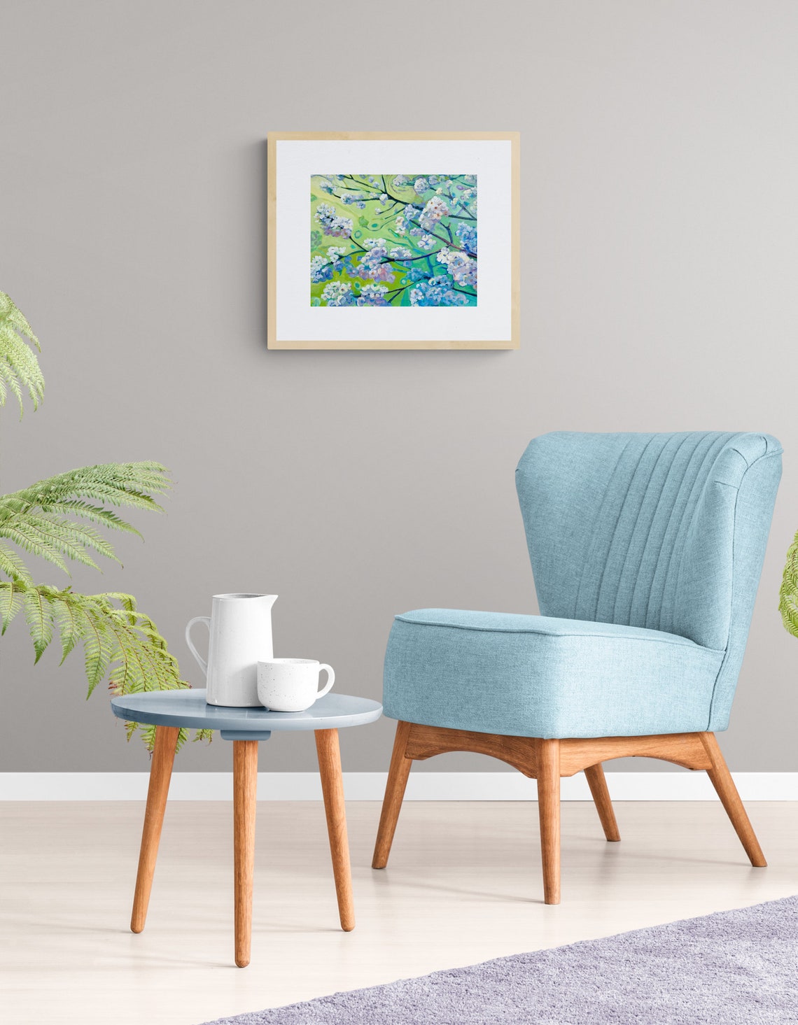 White Blossoms Art, Spring Green Painting, Spring Tree Blossoms, Splash ...