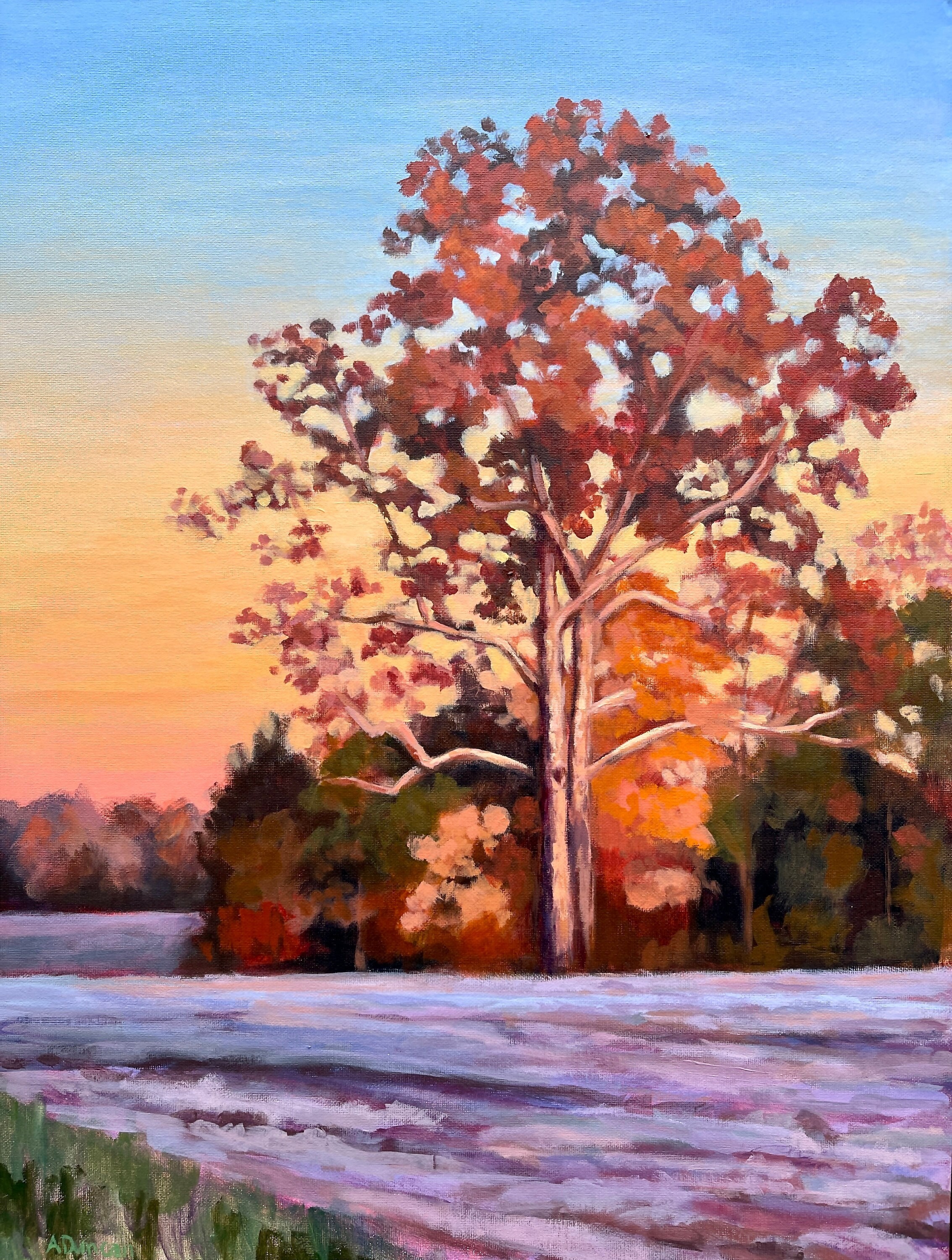 Autumn Sunset Painting, Fall Trees Painting, Autumn Countryside Wall ...
