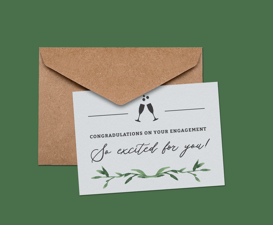 Printable Engaged Excitement, Engagement Congratulations Card ...