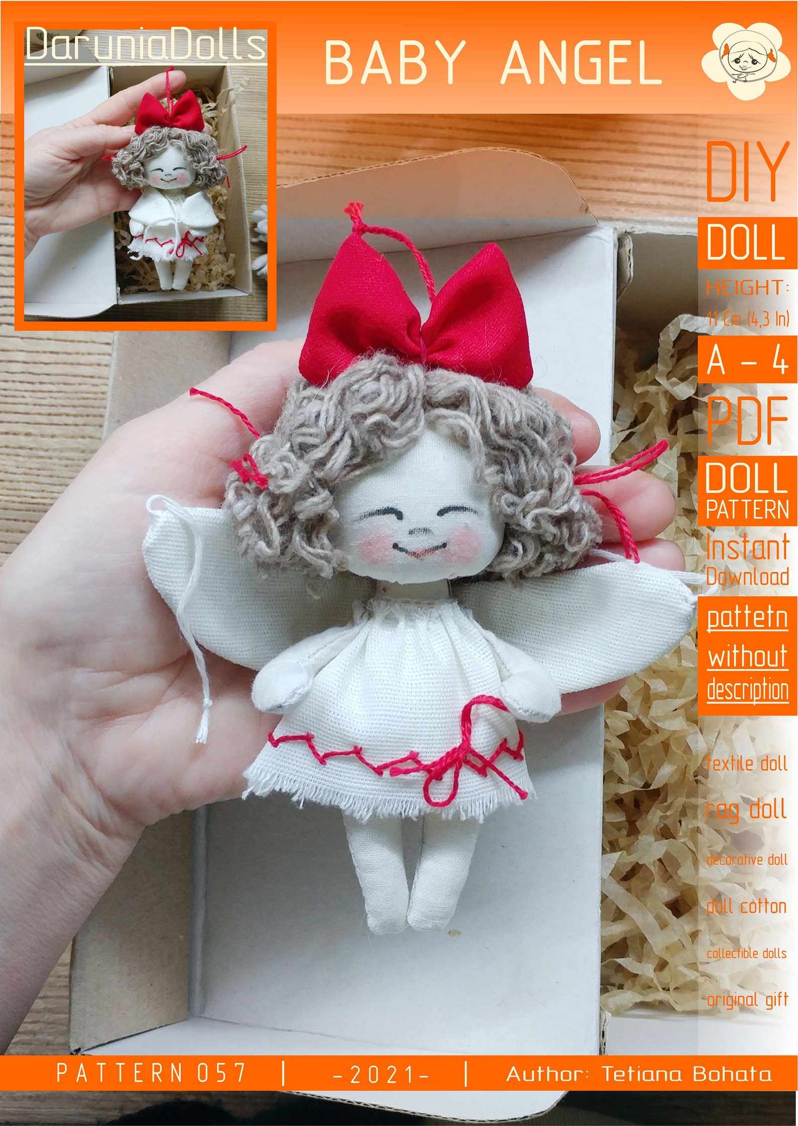PDF Pattern Fabric Doll 4.3 11 Cm. Mini Rag Doll for - Etsy