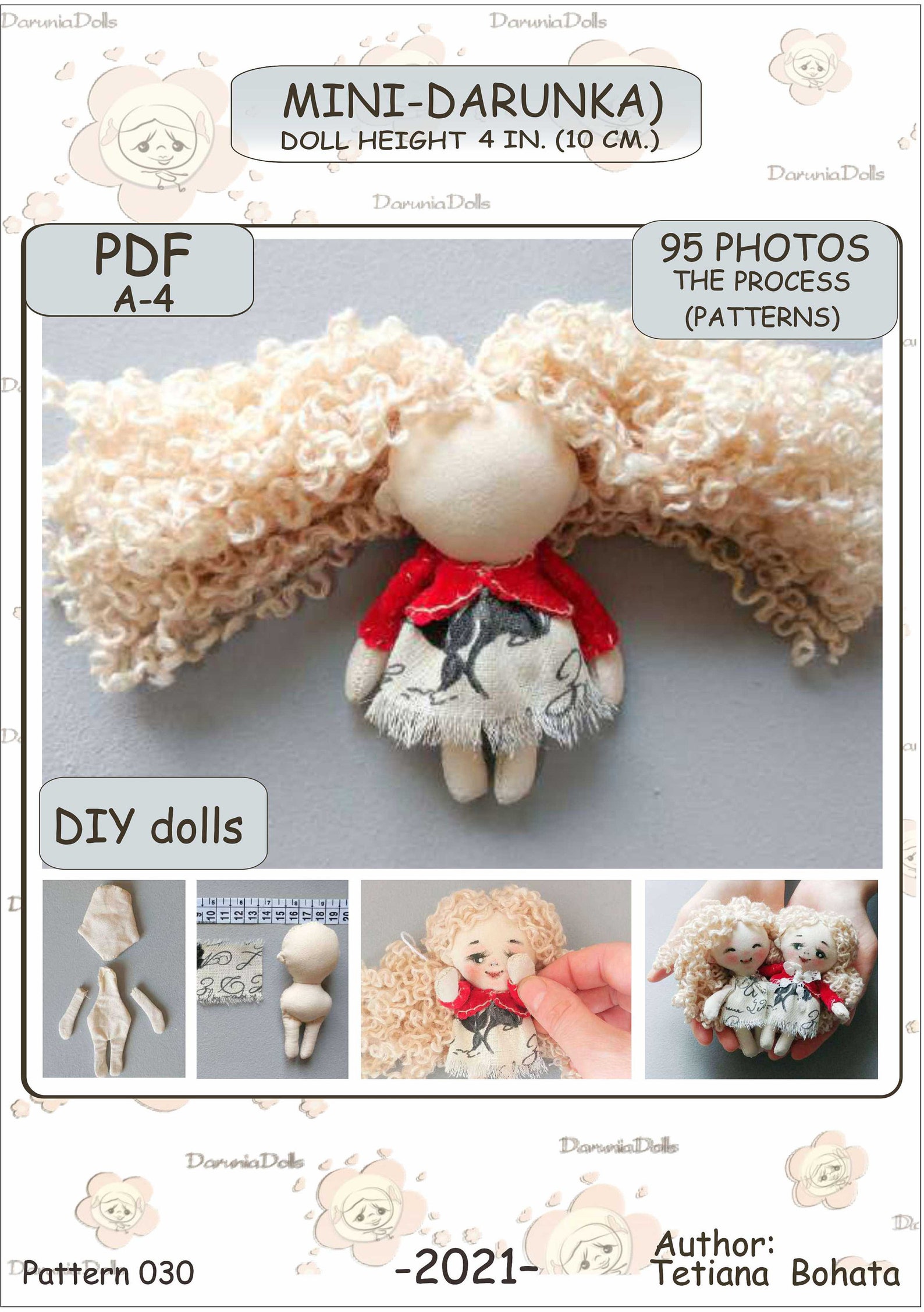 DIY Dolls. Pattern of a Miniature Doll. Cloth Toy. Craft for a ...