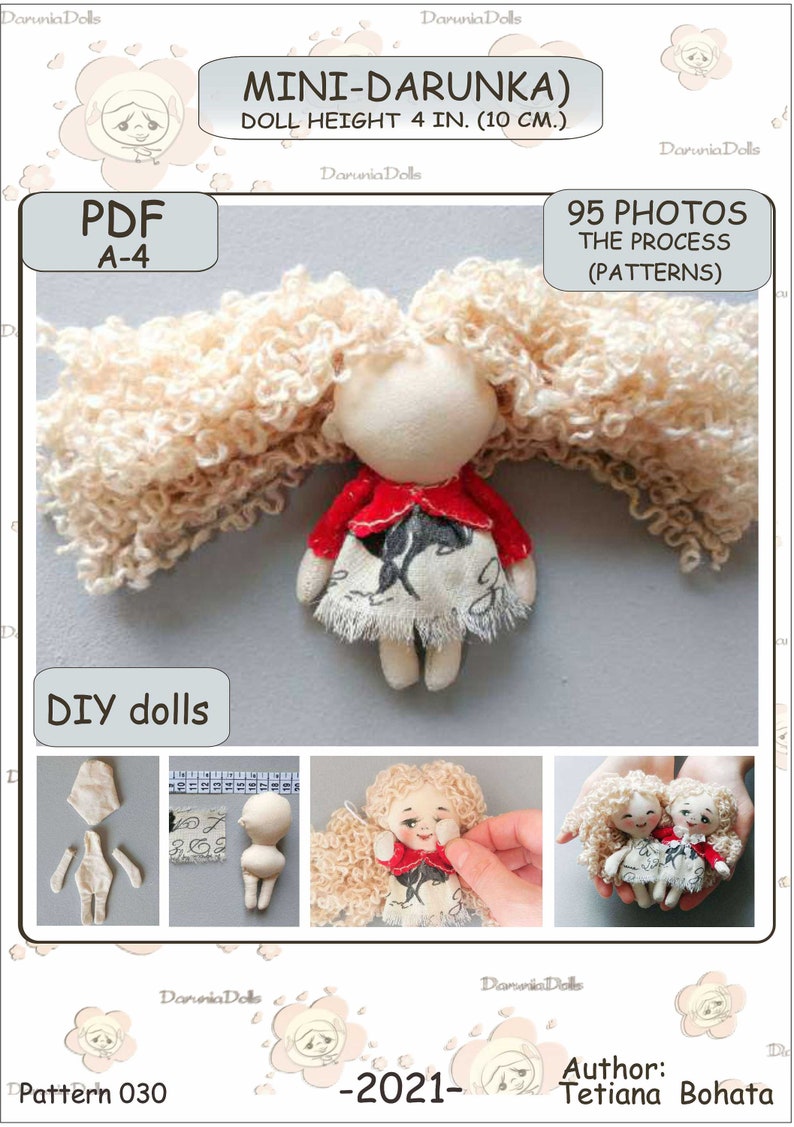 DIY Dolls. Pattern of a Miniature Doll. Cloth Toy. Craft for a ...
