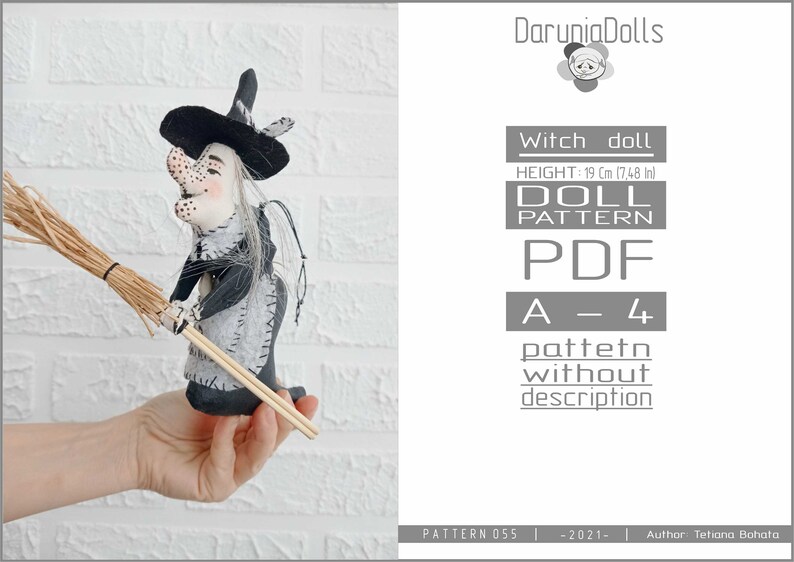 Witch Pattern, Primitive Witch, Rag Doll Pattern. Halloween Witch Doll ...