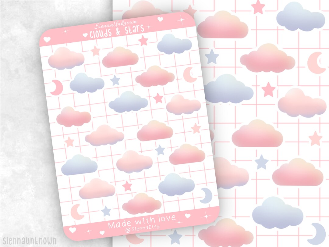 Clouds and Stars Sticker Sheet Bujo Stickers Planner - Etsy