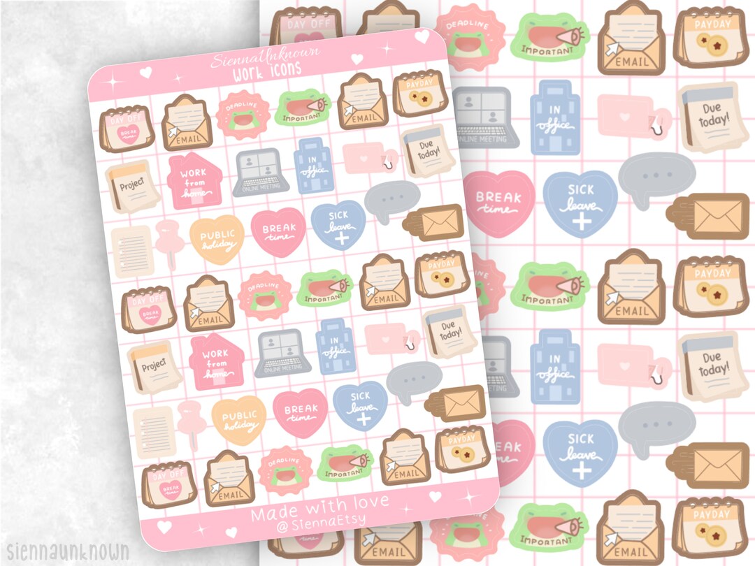 Cute Work Icon Sticker Sheet Work Stickers Icon Stickers - Etsy Australia