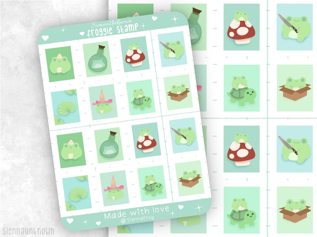 Frog Sticker Sheet Stamp Frog Stickers Stamp Sticker Sheet - Etsy