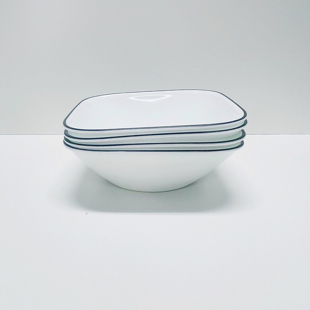 Set of Four Corelle Simple Lines Square Bowls - Etsy