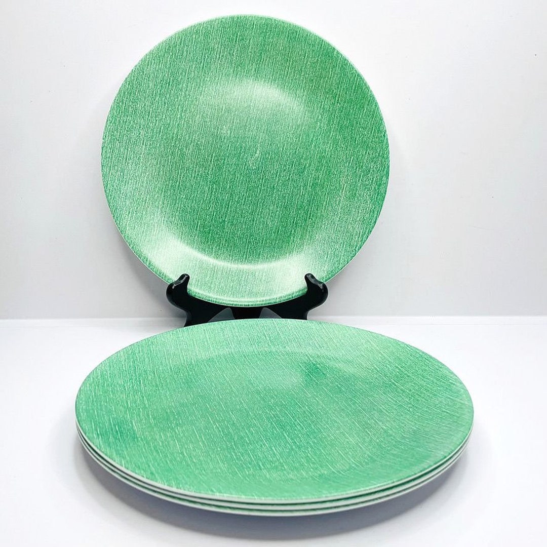 Set of Four Corelle Green Linen Dinner Plates - Etsy