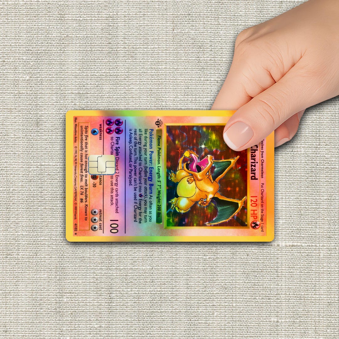 Holographic 1st Edition Charizard Card Credit Card Sticker | Pokémon ...