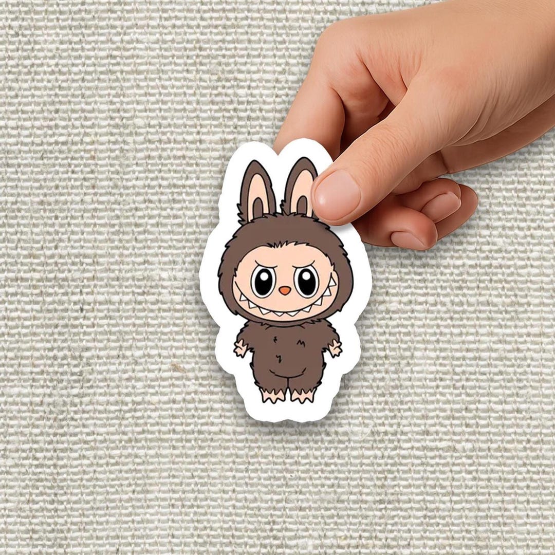 Chestnut Cocoa Labubu Sticker | Dark Brown Bunny Vinyl Decal | Cute ...