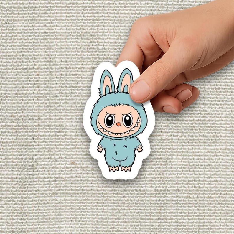 Sea Salt Coconut Labubu Sticker | Teal Bunny Vinyl Decal | Cute Labubu ...
