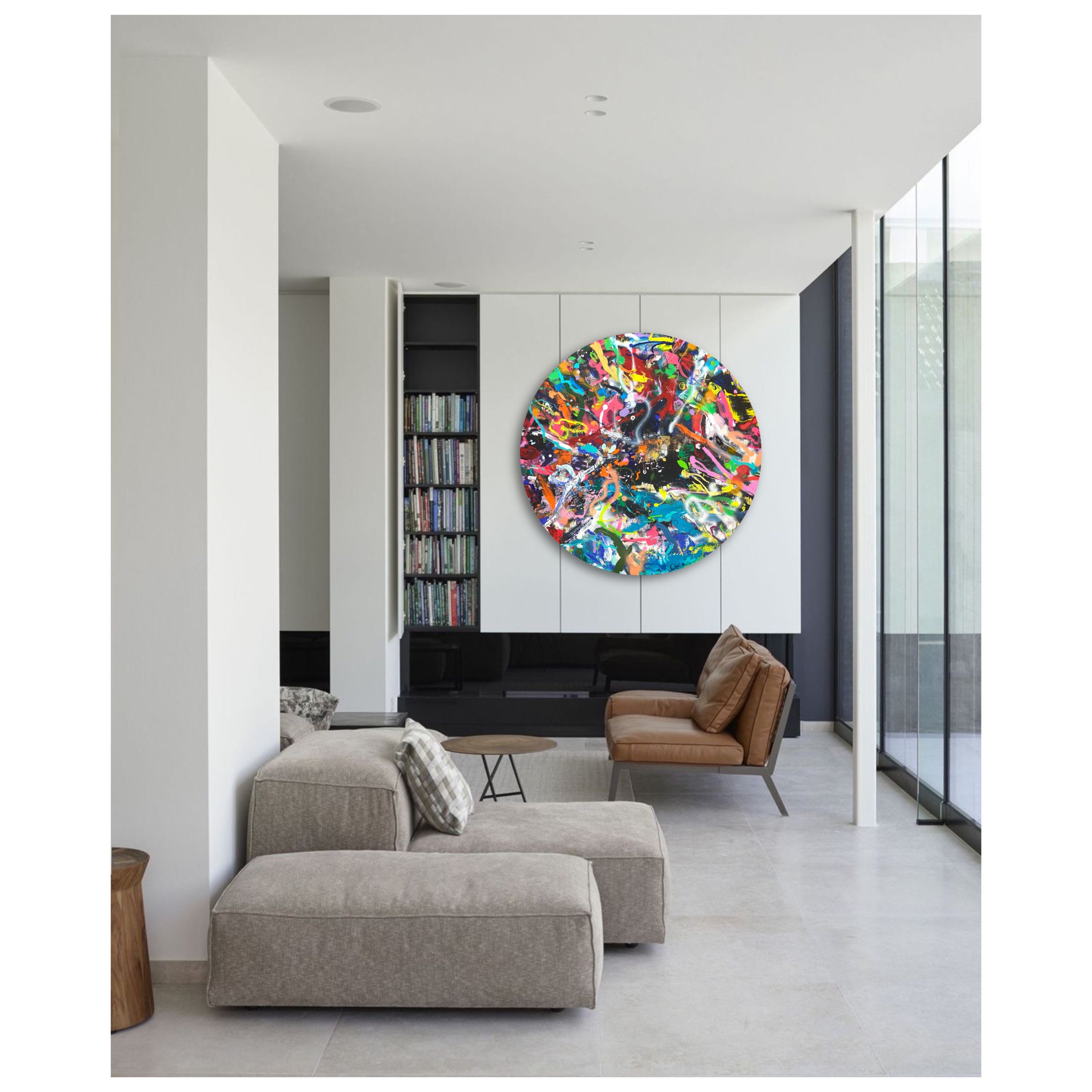 In Shape Round Circle Abstract Painting, Extra Large Modern Art, XXL ...