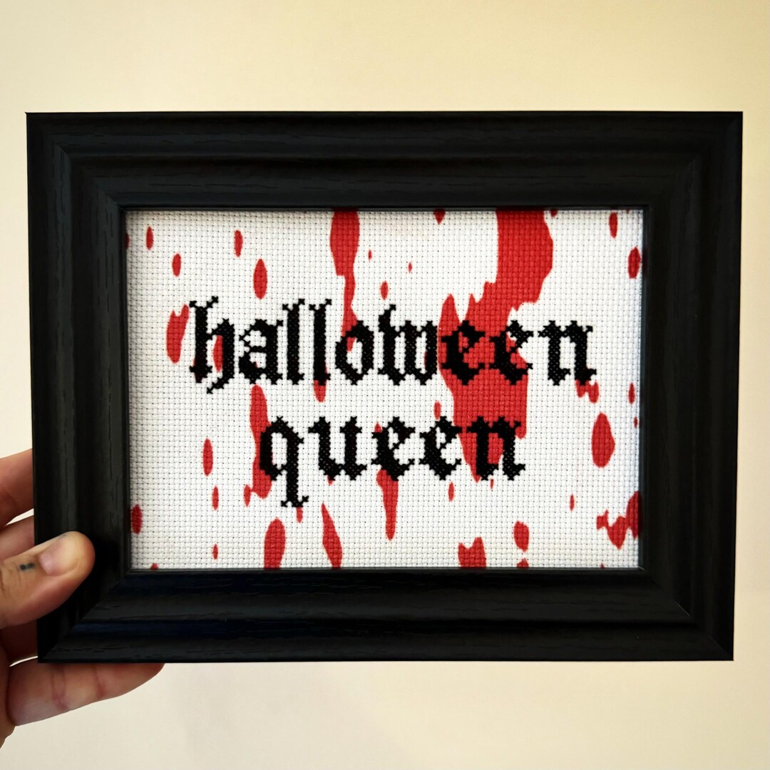 Halloween Queen Blood Cross Stitch, Gothic Decor, Goth, Emo, Witch ...