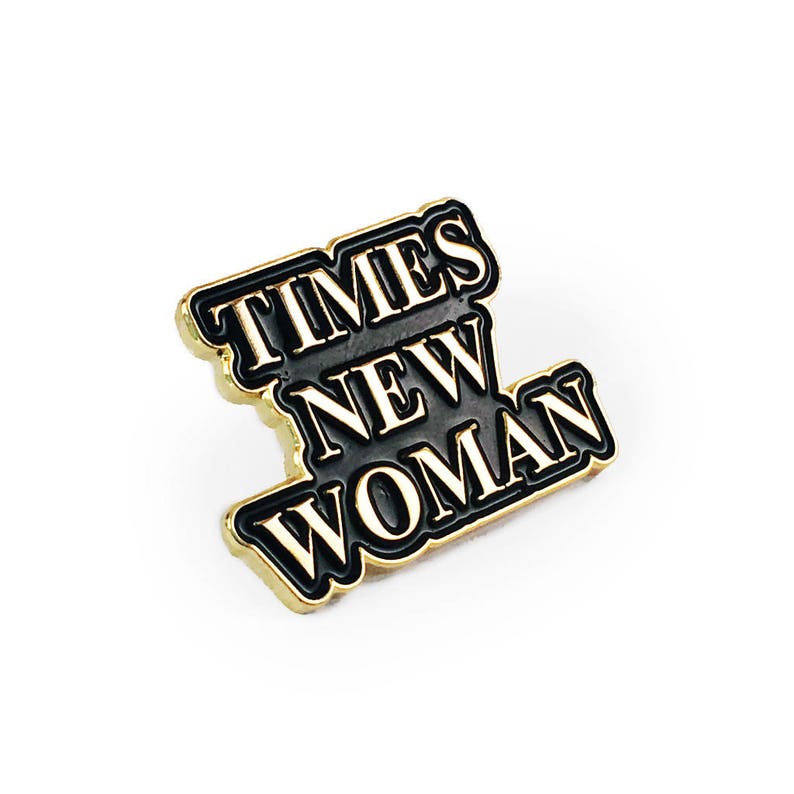 Times New Woman Gold Enamel Pin Etsy