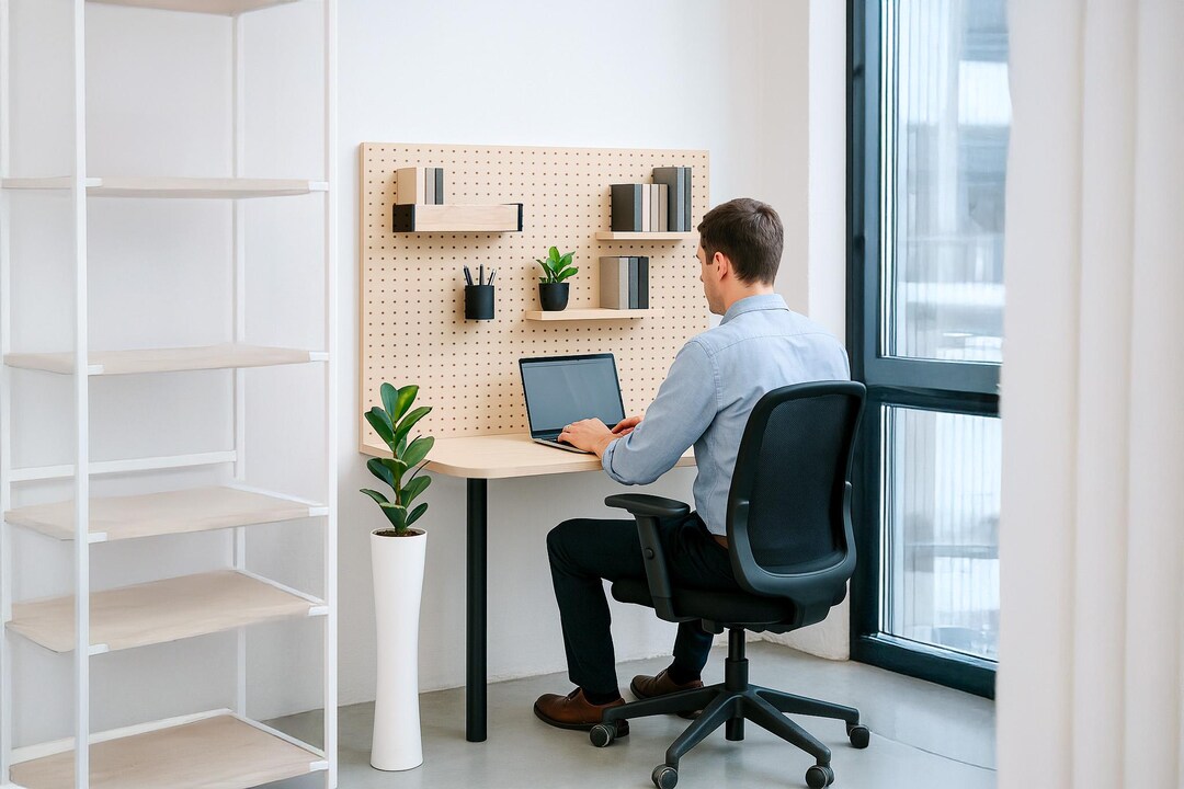 Minimalist Wooden Desk - Modular Desk - Wooden Pegboard Desk - Etsy