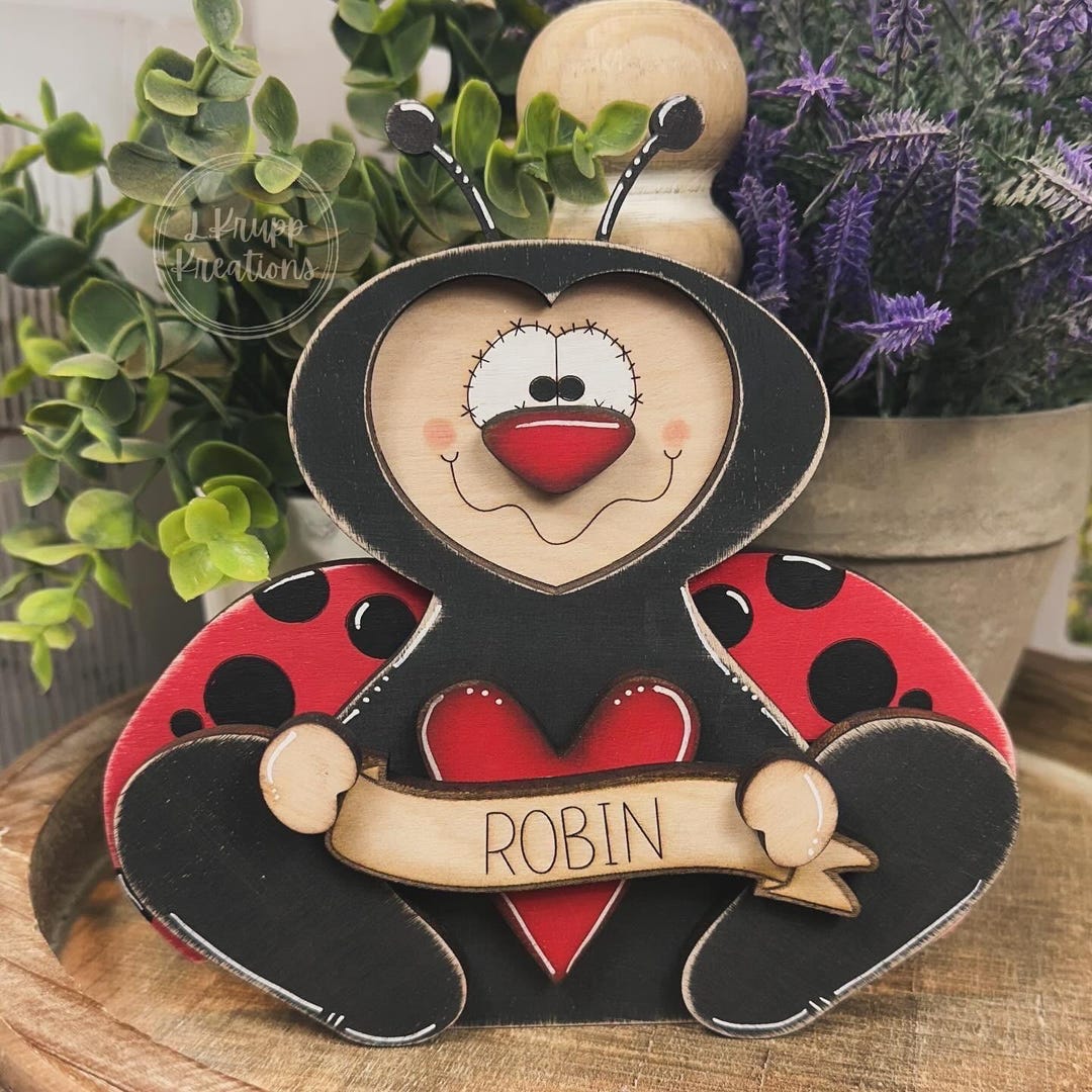 Sweet Lady Love Bug Shelf Sitter for Farmhouse Decor & Valentine's Day ...