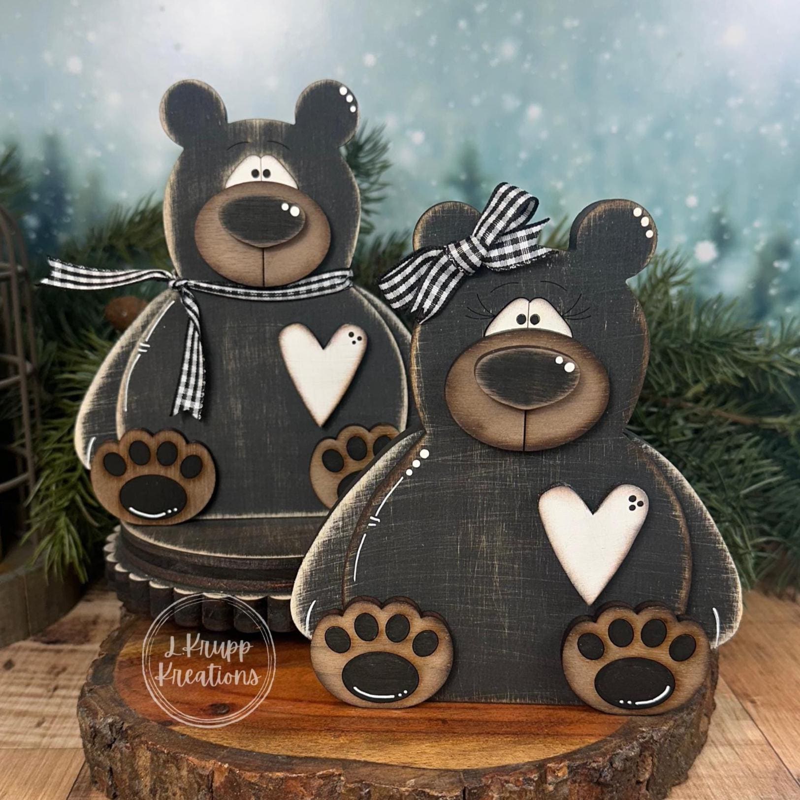 Chunky Wooden Bear Shelf Sitter: Rustic Cabin Decor, Birch & Walnut - Etsy