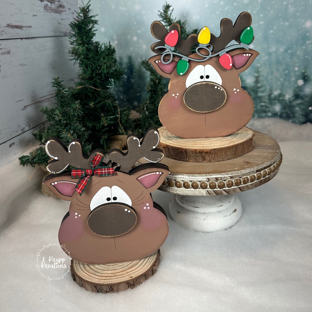 Wooden Reindeer Decoration Farmhouse Holiday Accent - Etsy