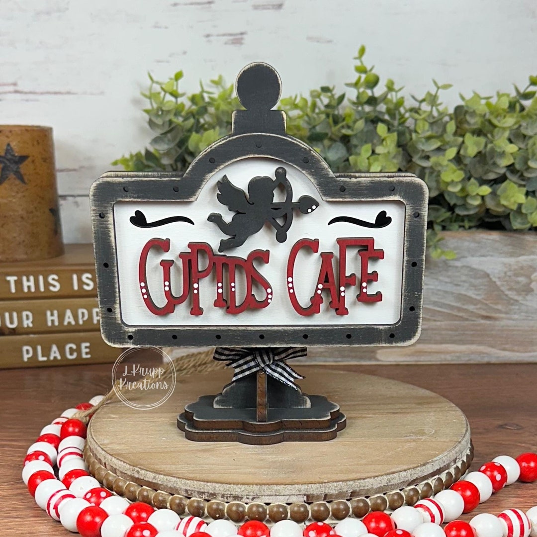 Cupids Cafe Mini Table Sign: Valentine's Day Tiered Tray Decor - Etsy