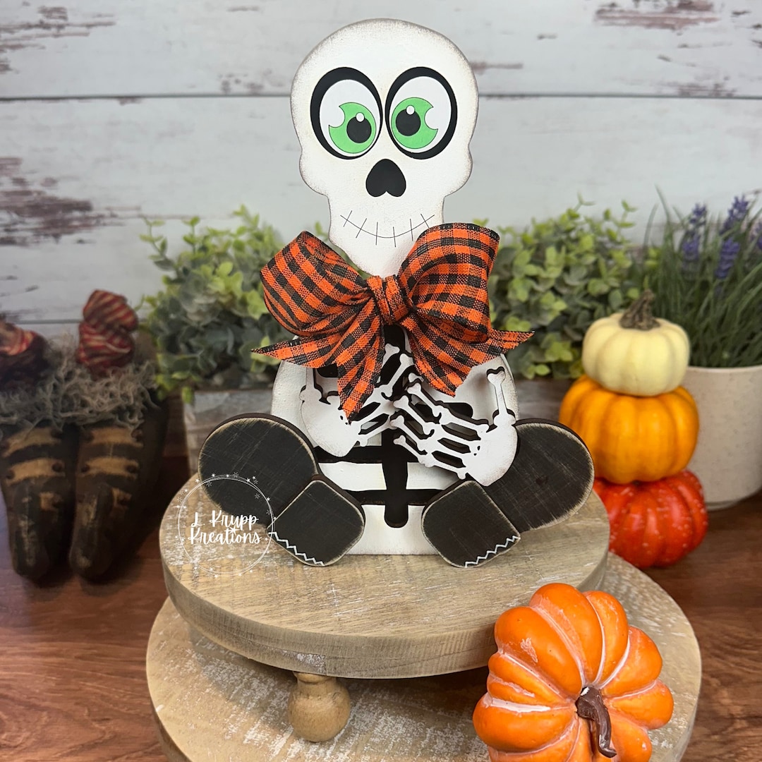 Rustic Skeleton Decor Farmhouse Halloween Accent Primitive Wood ...