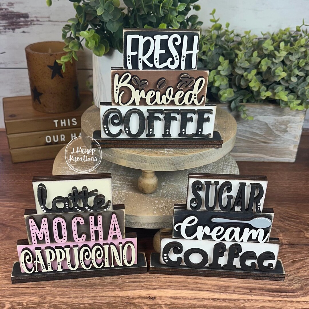 Charming Rustic Coffee Bar Decor - Word Block Set - Etsy