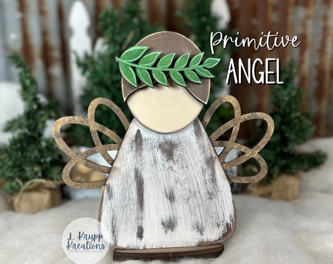 Primitive Angel Shelf Sitter, Rustic Angel Decor, Wooden Angel, Wood ...