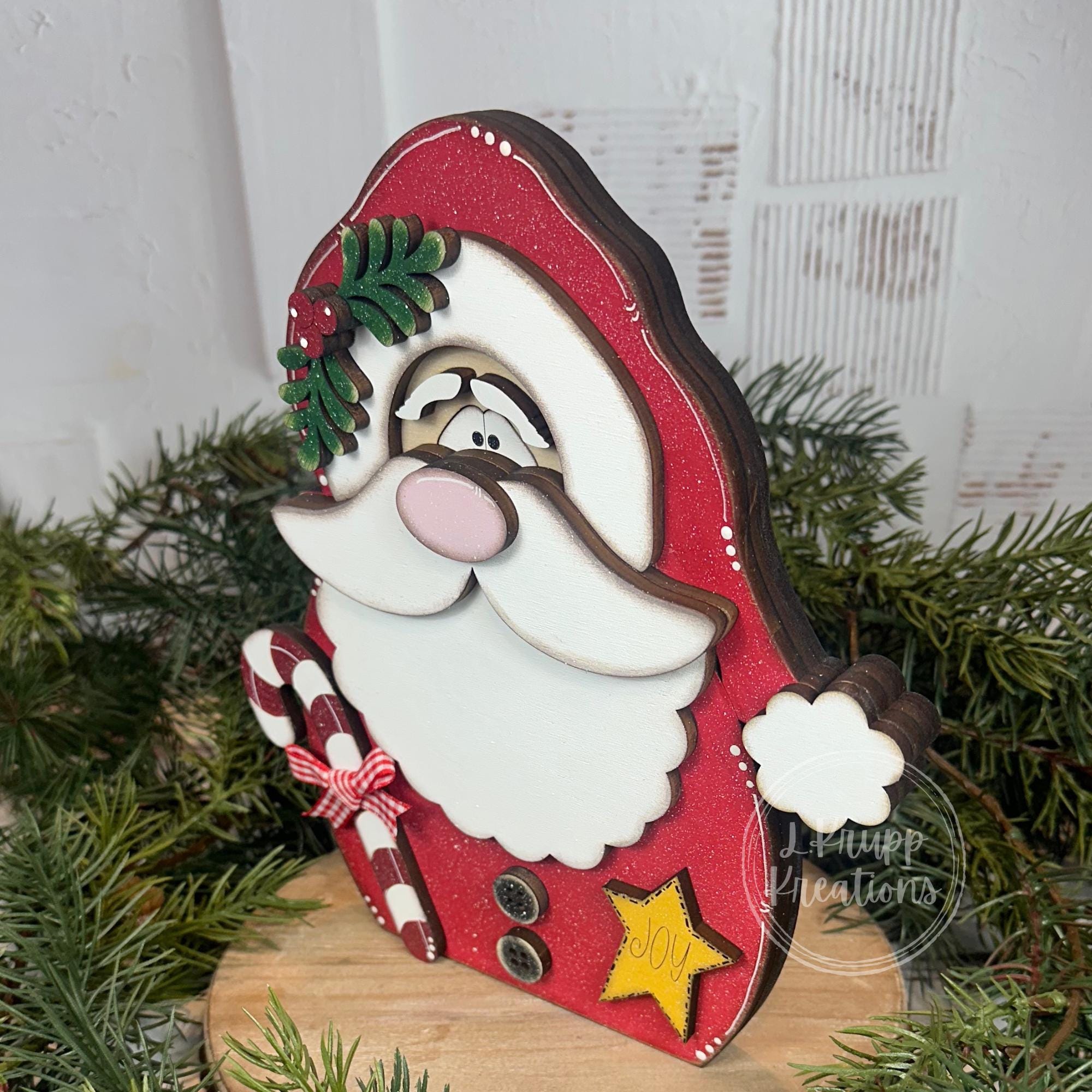 Cheerful Santa Shelf Sitter - Festive Handcrafted Holiday Decor - Etsy