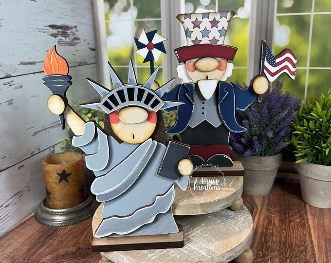 Charming Uncle Sam Gnome and Lady Liberty Shelf Sitters for Patriotic ...
