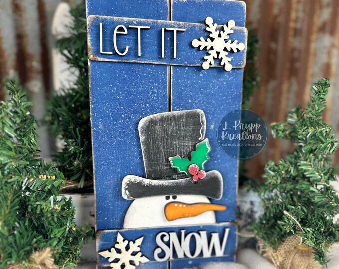Farmhouse Snowman Shelf Leaner, Wood Snowman, Rustic Snowman, Wooden ...