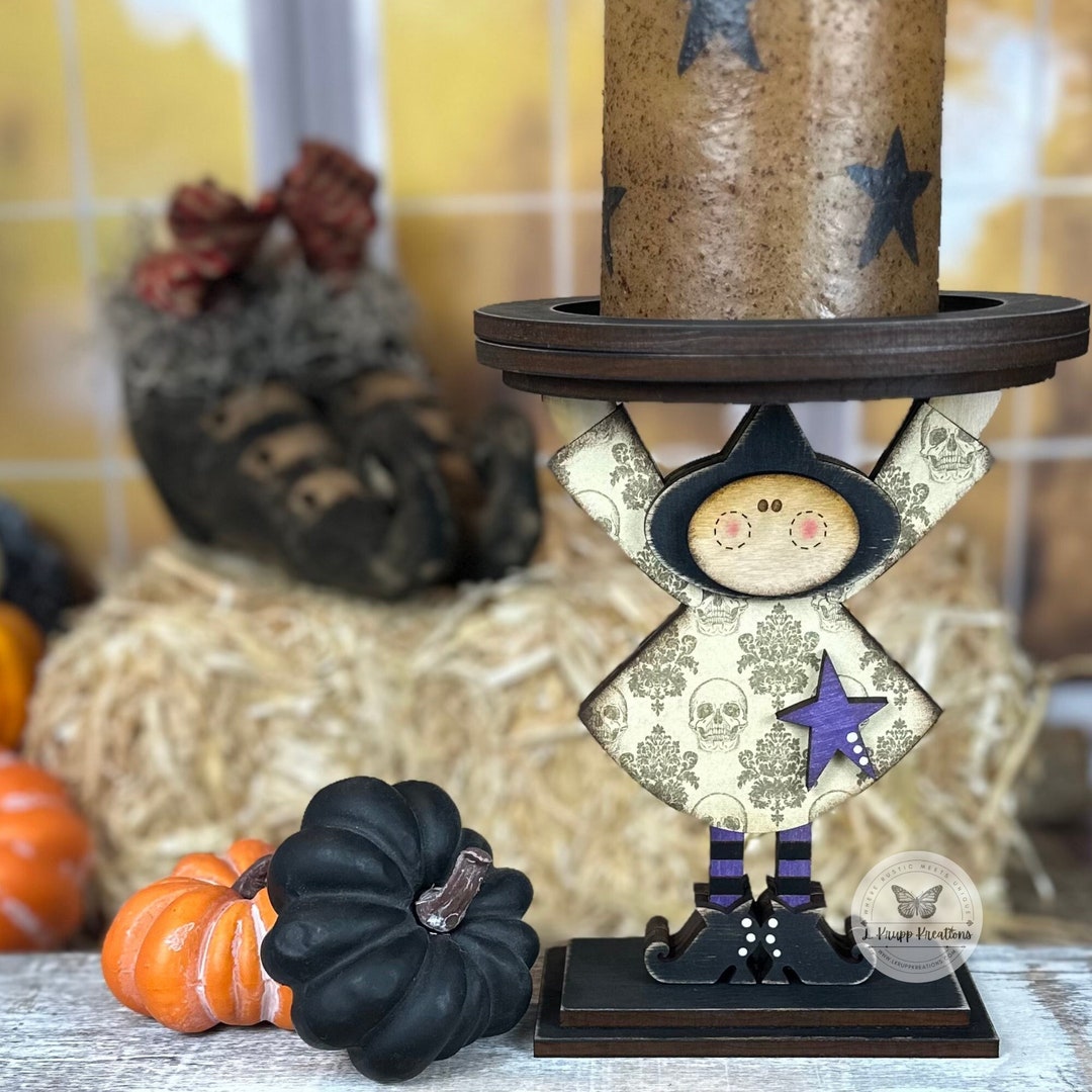 Charming Witch Candle Holder for Farmhouse Vibes, Halloween Decor ...
