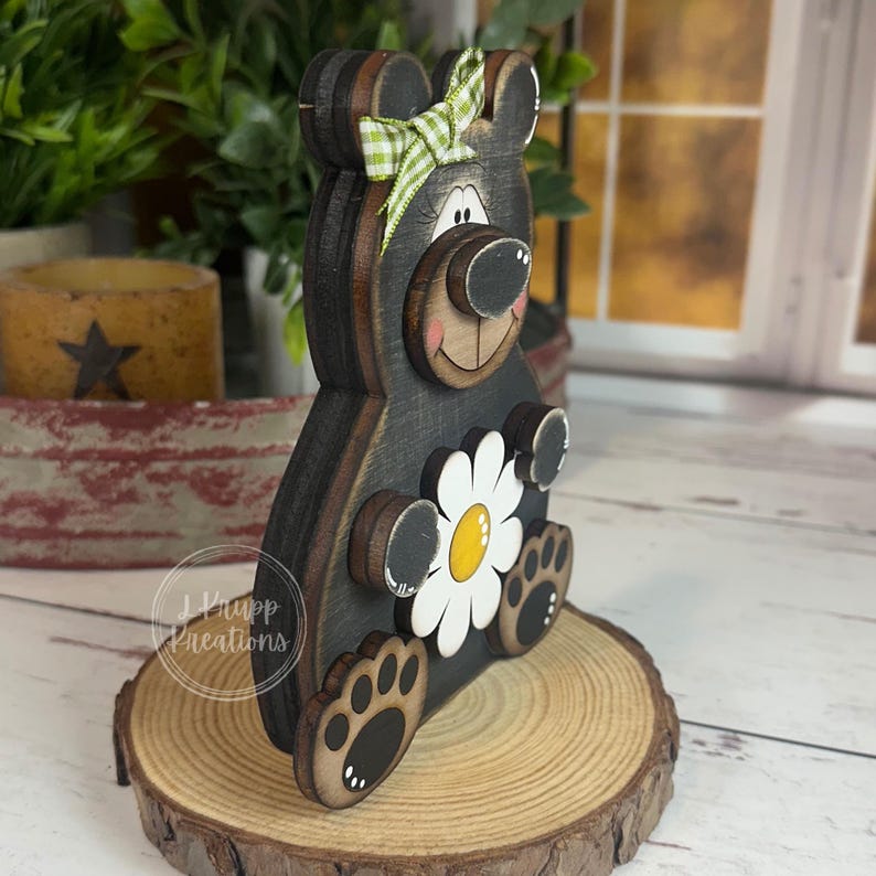 Customizable Wooden Black Bear Duo for Charming Home Decor - Etsy