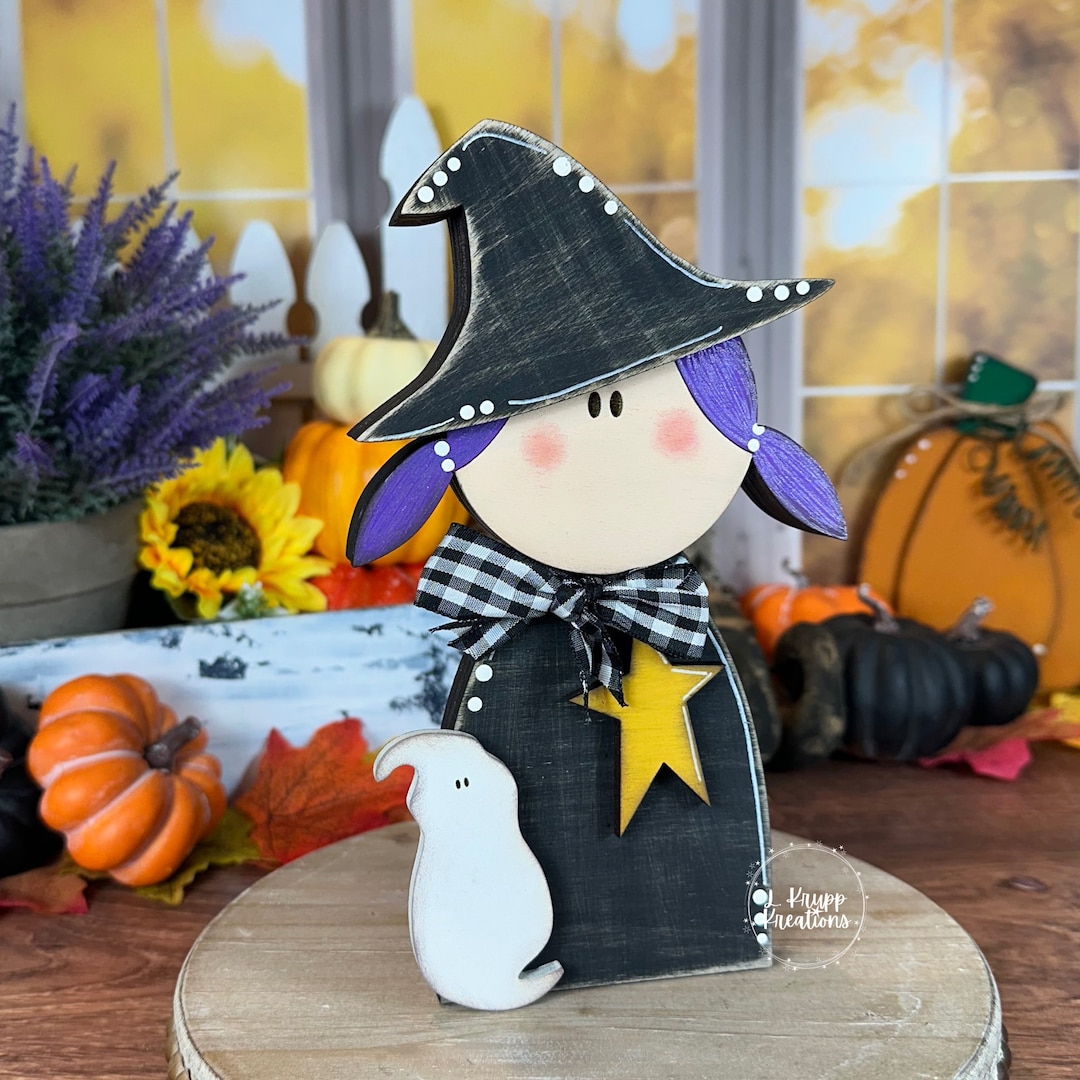 Spooky Wood Witch Farmhouse Halloween Décor, Rustic Charm, Primitive ...