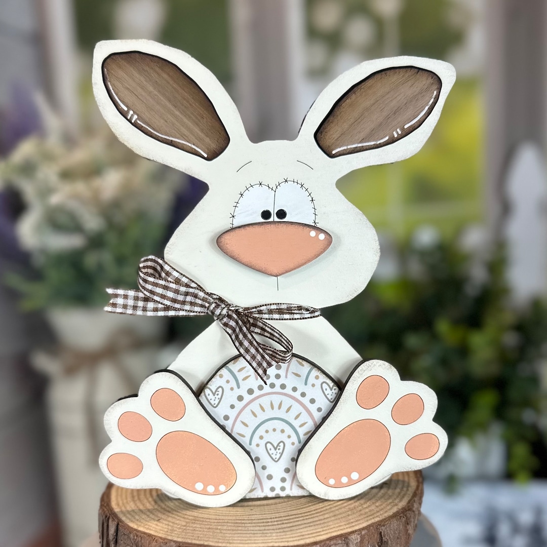 Rustic Wooden Easter Bunny Decor, Farmhouse Spring Rabbit, Easter ...