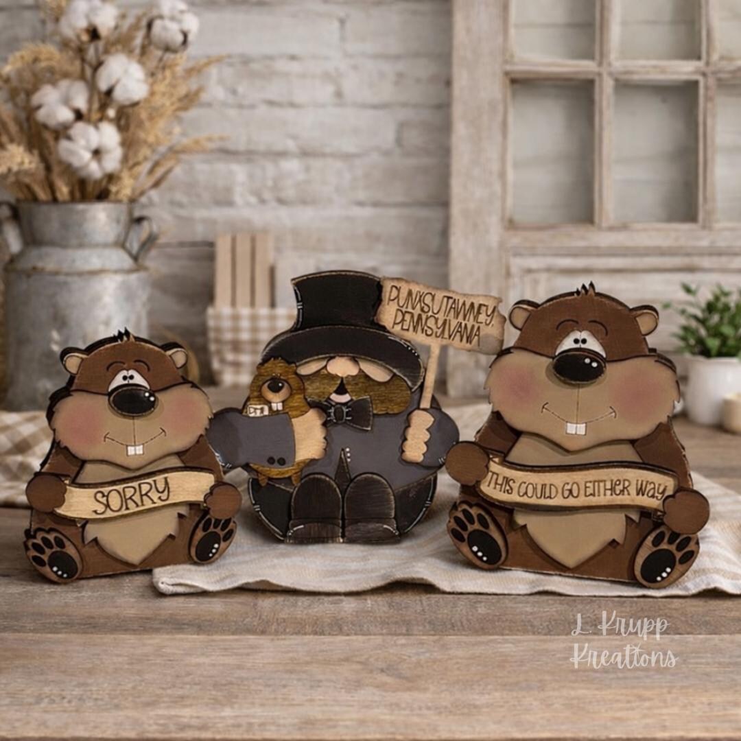 Hand-painted Rustic Wooden Groundhog Day Decor - Etsy