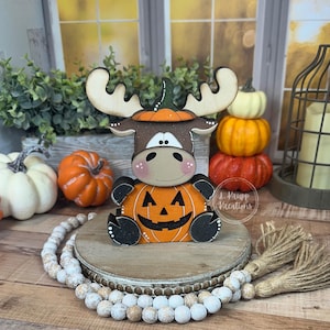 Rustic Halloween Wooden Moose Pumpkin – Hand-painted Fall Decor - Etsy