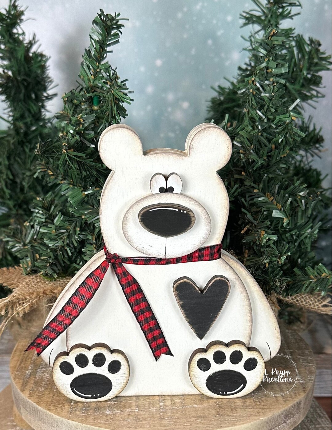 Handcrafted Wooden Polar Bear Shelf Sitters Arctic Animal Decor for ...