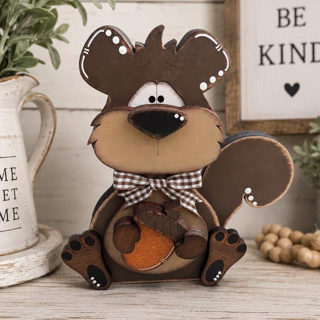 Interchangeable Woodland Squirrel With Acorn - Quaint Home Accent - Etsy