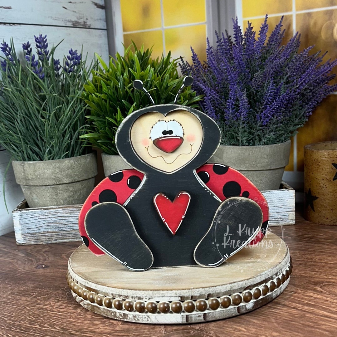 Sweet Lady Love Bug Shelf Sitter for Farmhouse Decor & Valentine's Day ...