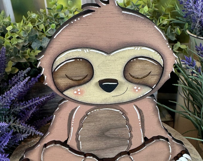 Charming Hand-painted Sloth Shelf Decor - Perfect Gift for Animal ...