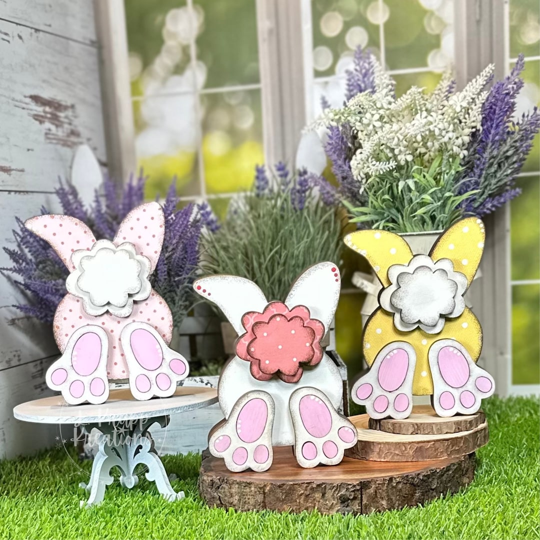 Hop Into Easter: Cute Bunny Bottom, Wood Bunny Decoration, Farmhouse ...