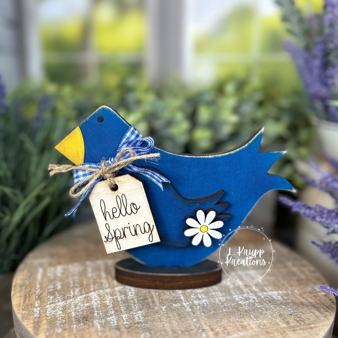 Adorable Wooden Blue Bird Shelf Sitter Ideal for Spring Tiered Trays - Etsy