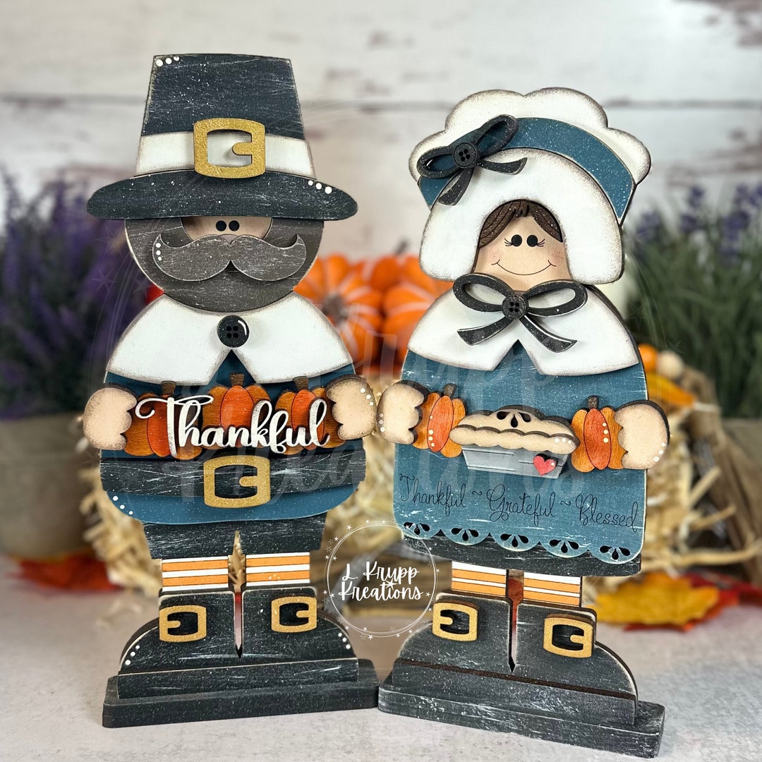Standing Pilgrims, Farmhouse Thanksgiving Pilgrim, Wood Pilgrims ...