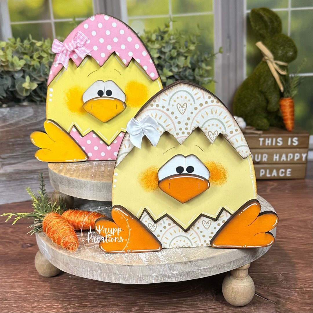 Rustic Chick Shelf Sitters Quirky Easter Decor for Farmhouse Kitchen - Etsy