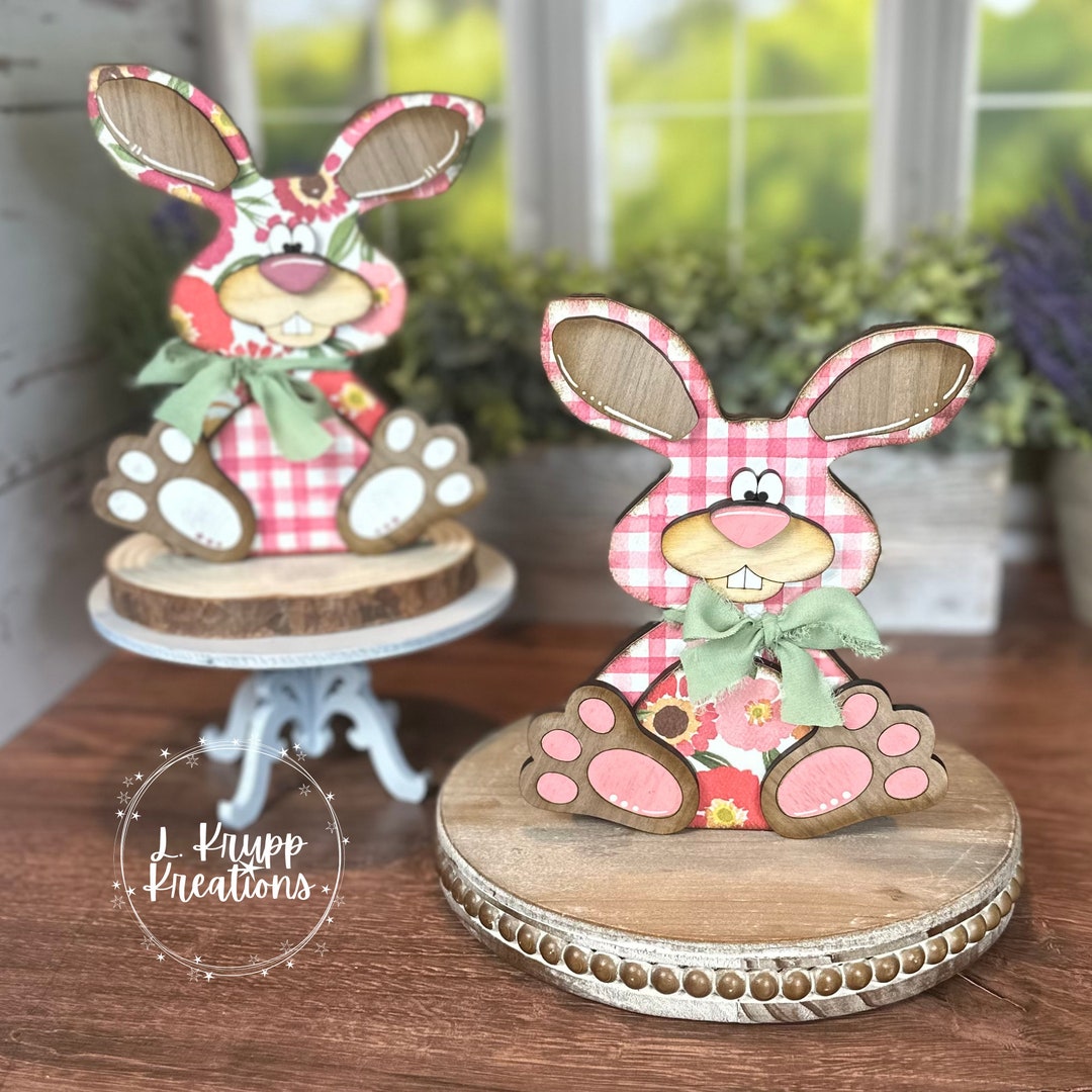 Charming Easter Bunny Shelf Sitter Rustic Wood Bunnies - Etsy