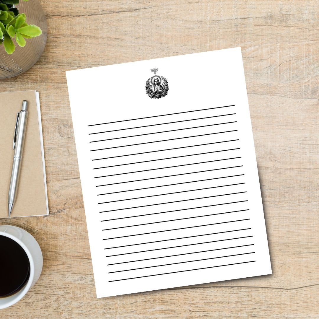 Printable Catholic Stationary Virgin Mary Stationary Writing Paper ...