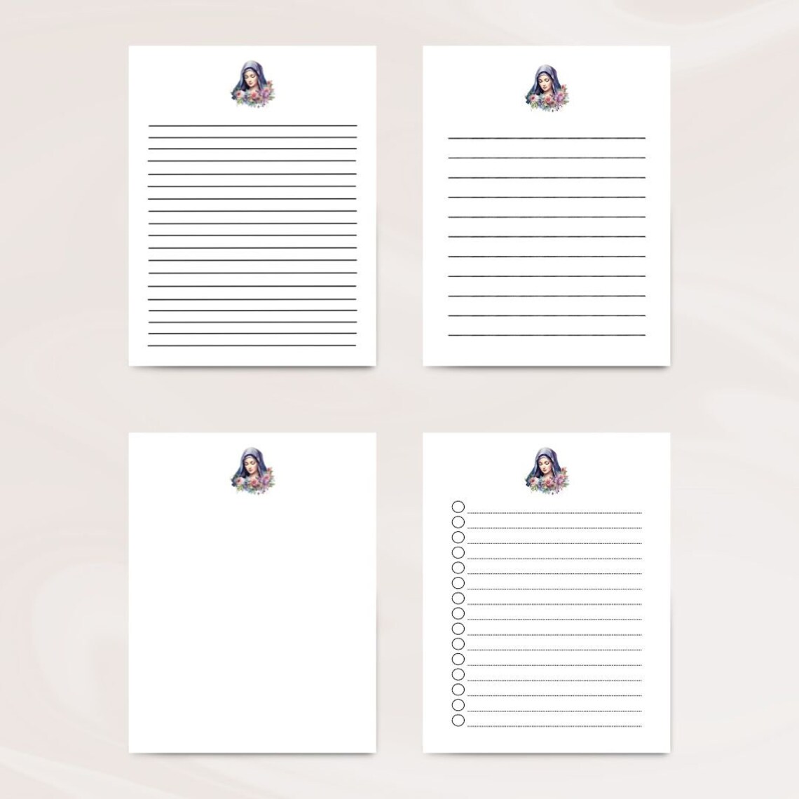 Printable Catholic Stationary Virgin Mary Stationary Writing Paper ...