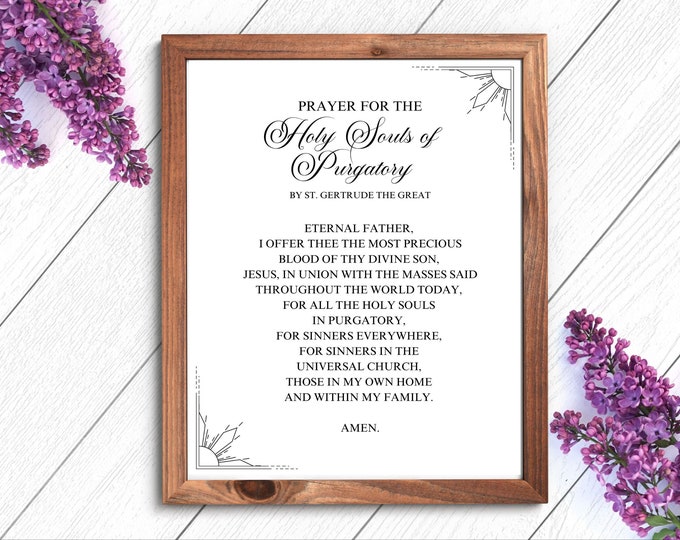 Prayer for Holy Souls in Purgatory Printable Wall Art, Instant Download ...