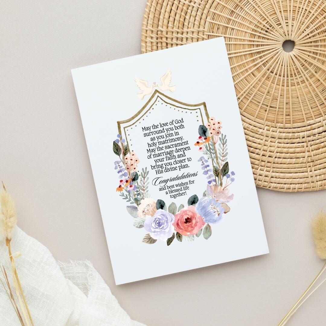 Printed Catholic Wedding Card Holy Matrimony Greeting Card Christian ...