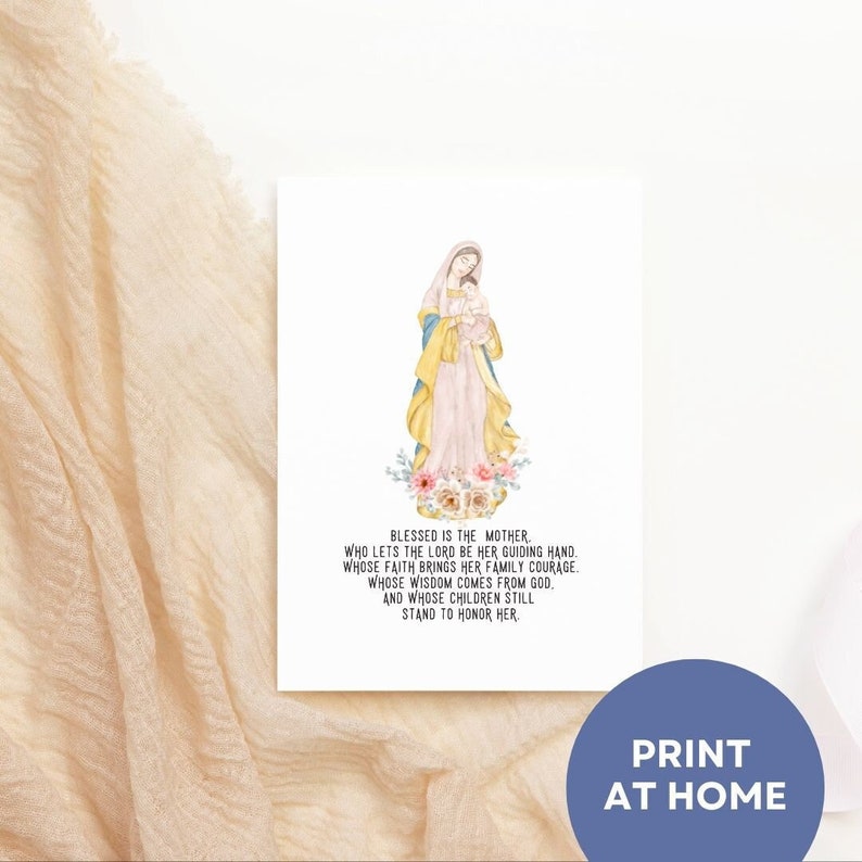 Printable Mother's Blessing Card Catholic Mother's Day Card Religious ...
