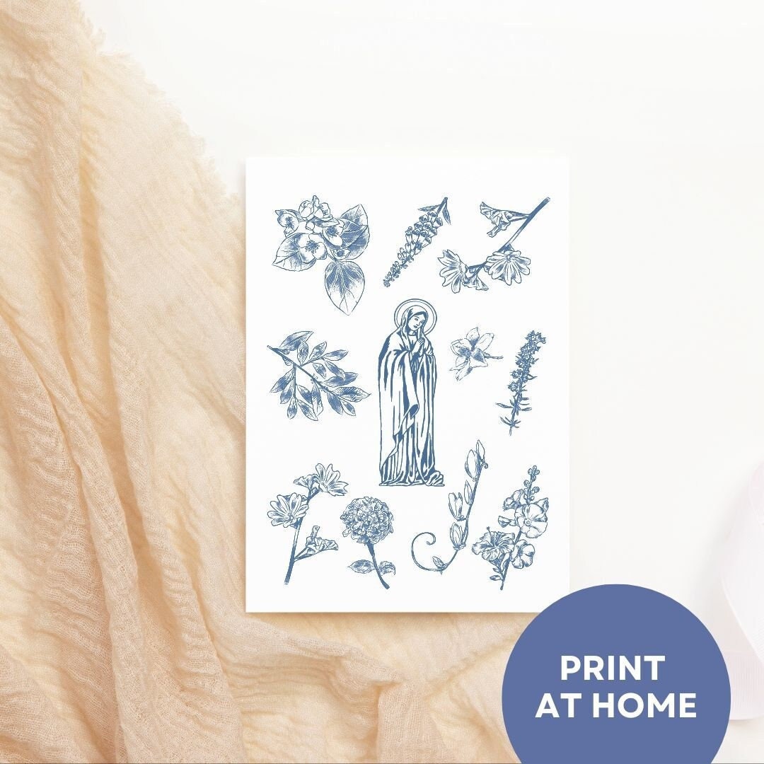 Printable Marian Card Catholic Mother's Day Card Religious Mother ...